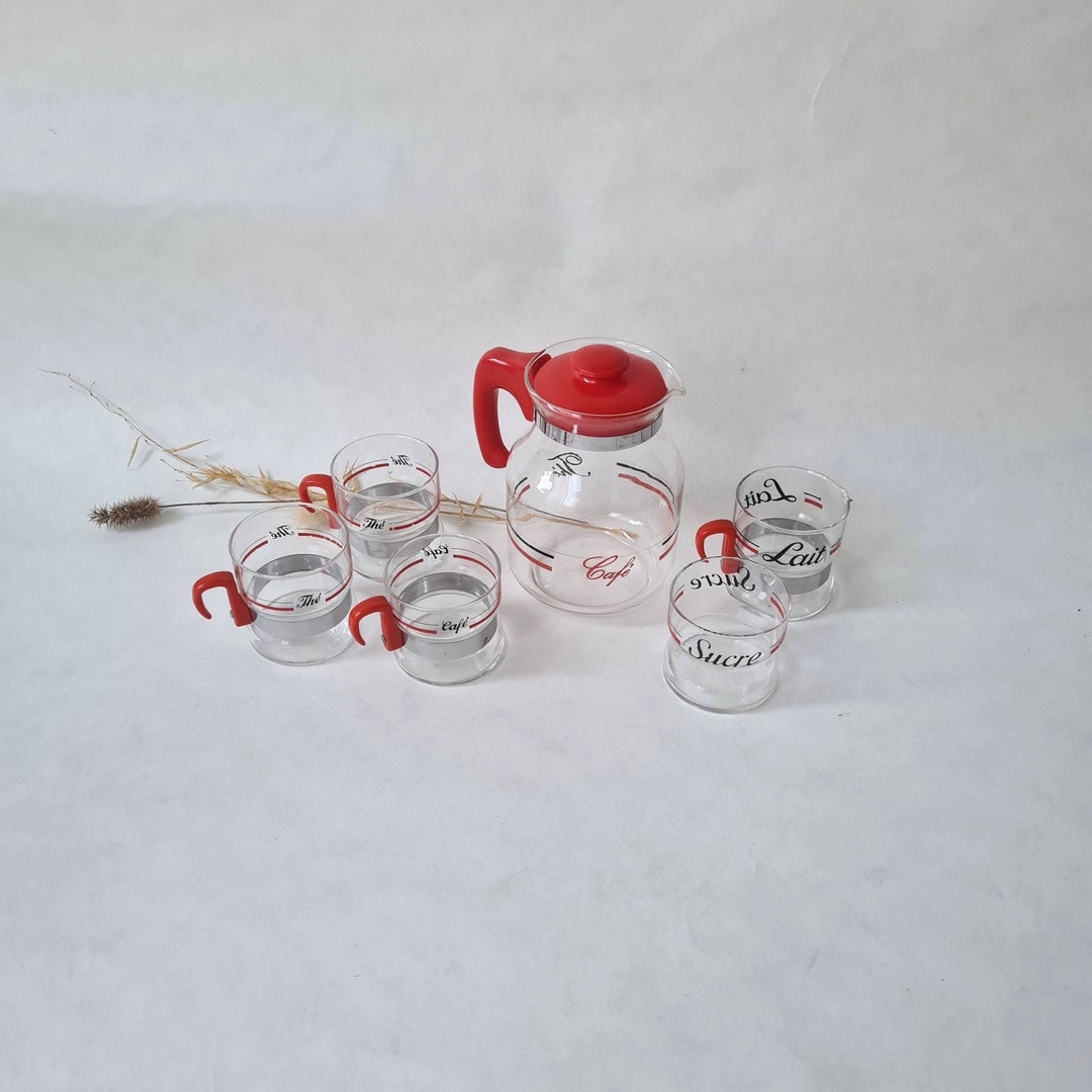 Vintage Tea Coffee Service/cup Pot Milk Sugar/transparent Glass/black ...