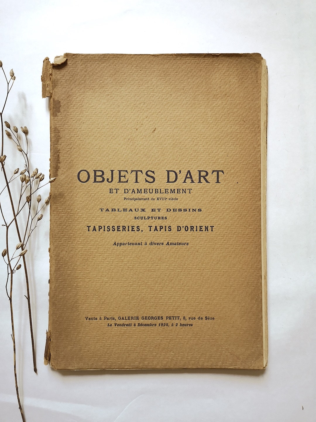 Vintage Object Art Auction Booklet 1924 Amateur Paris France Photo ...