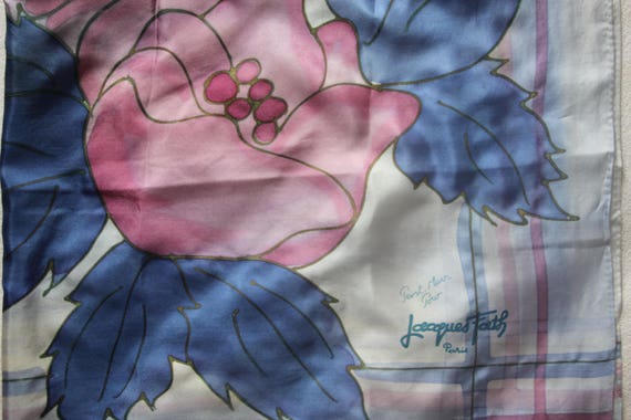 Vintage scarf Jacques Fath France hand painted silk s… - Gem