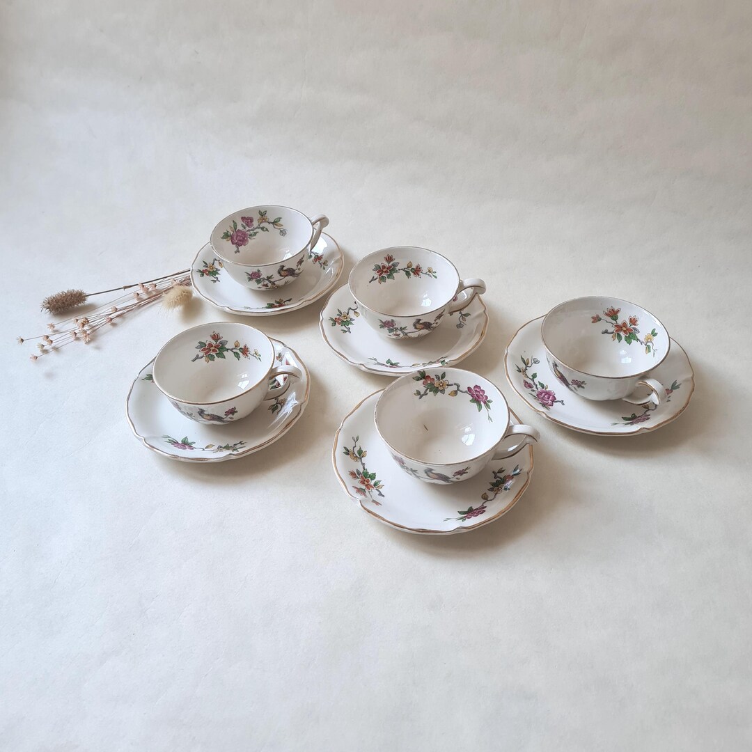Vintage 5 Cups Saucers/tea Coffee Service/antique France/french ...