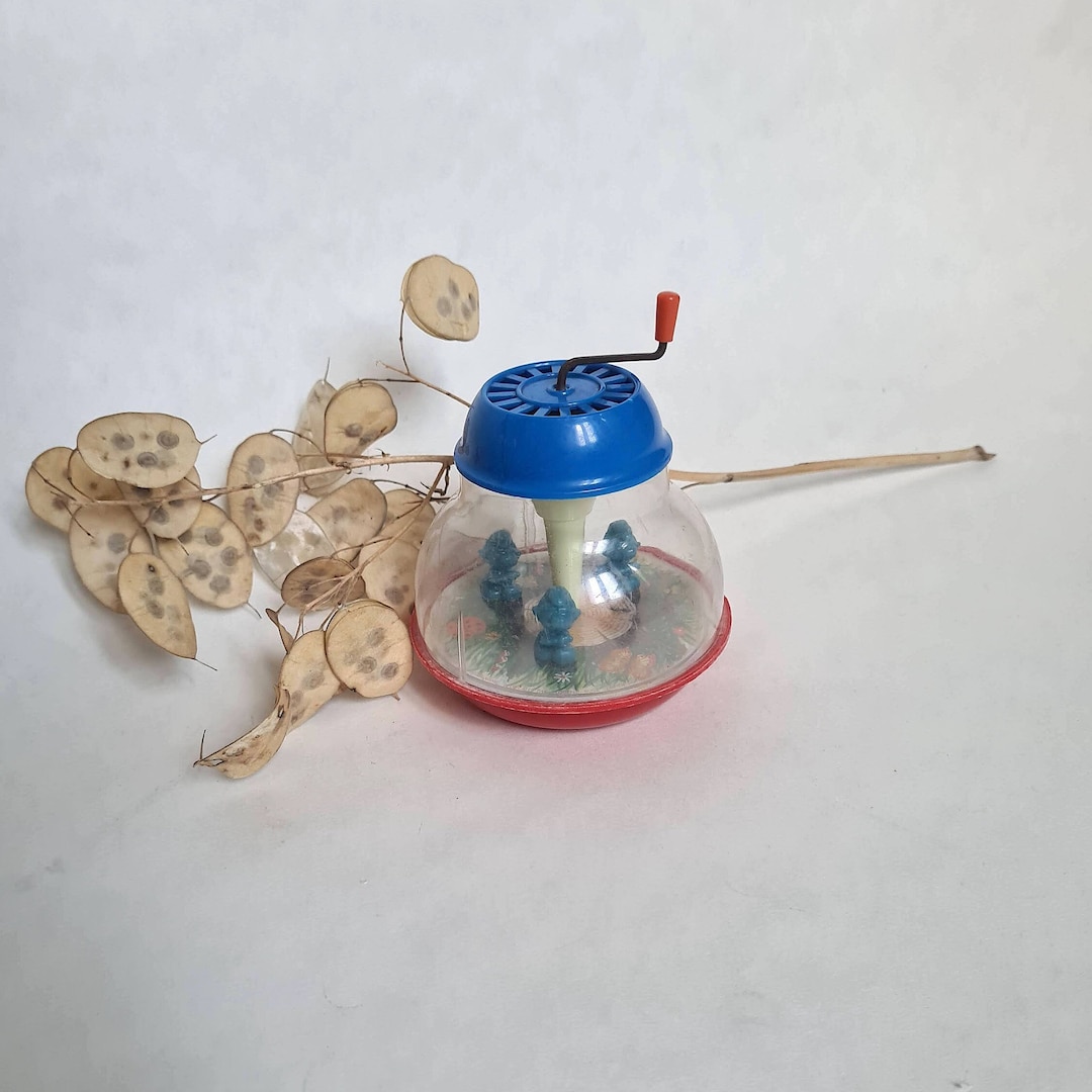 Vintage Music Box Turnstile Crank Character Smurfs Cartoon Toy Games ...