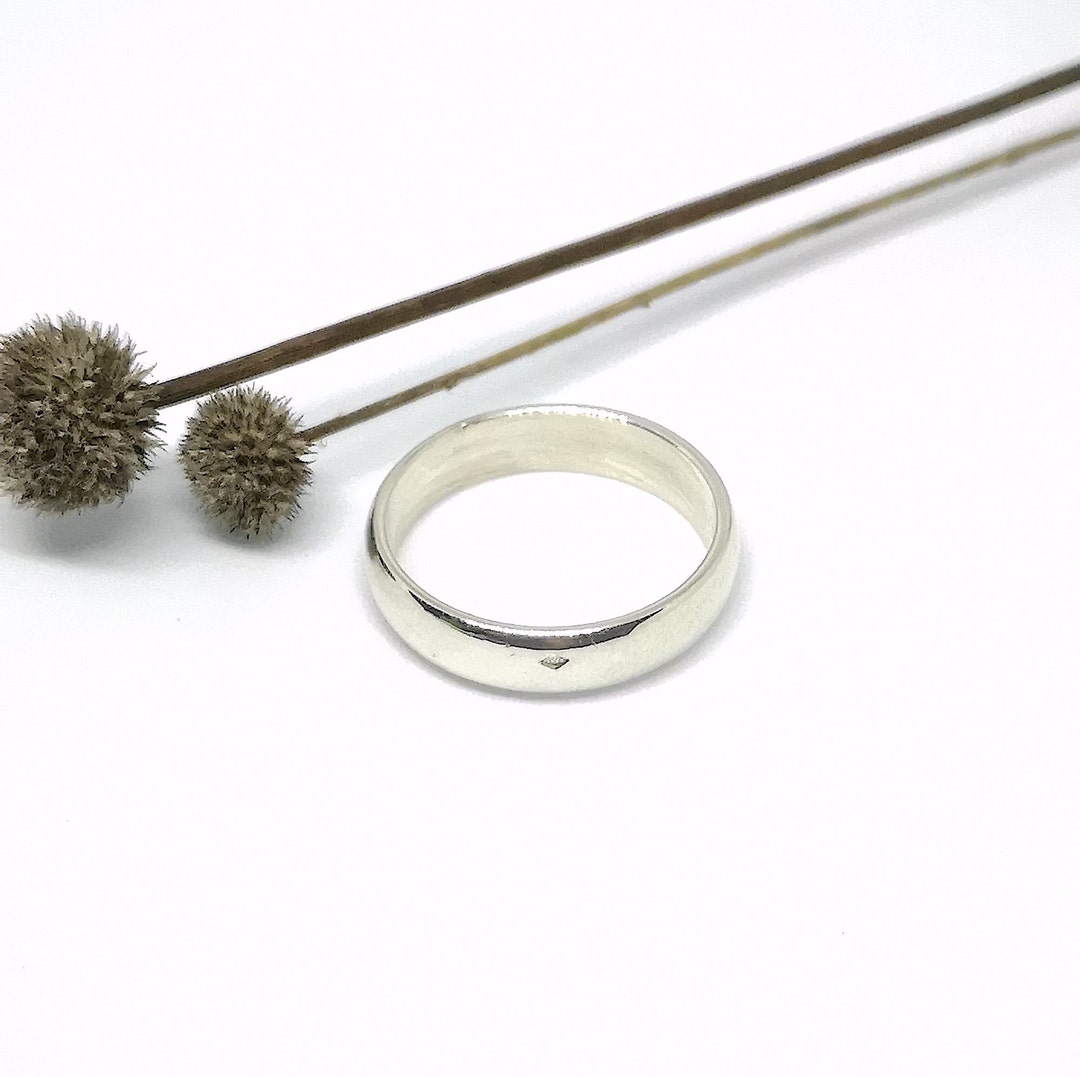 Vintage bague alliance/demi jonc/anneau argent 925/France bijouterie ...