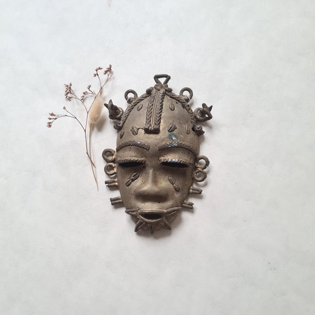 Vintage Brass Mask/gold Patina/african Africa/ethnic Craft/antiquity ...