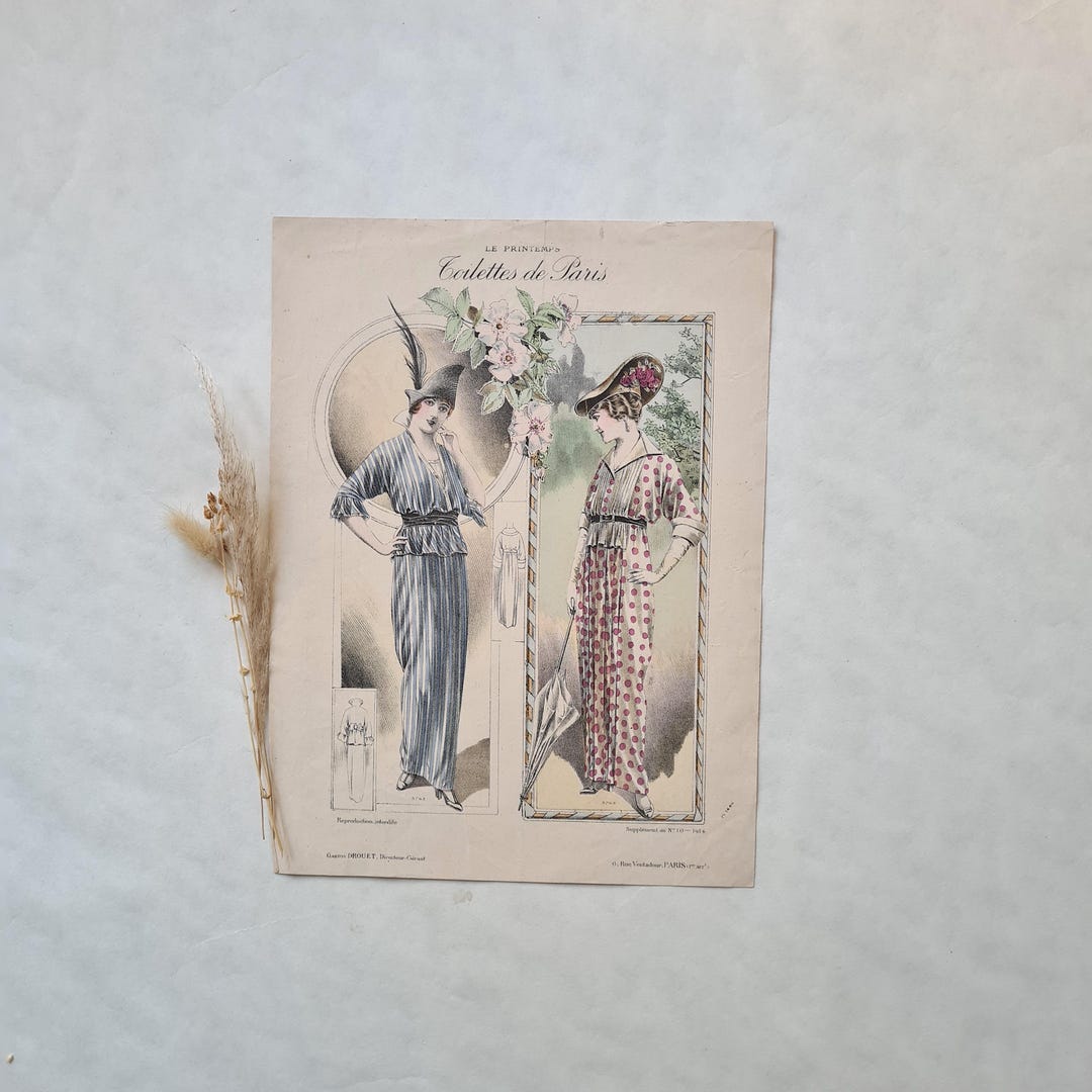 Vintage Fashion Engraving 1900/socialite Parisian Boutique Advertising ...