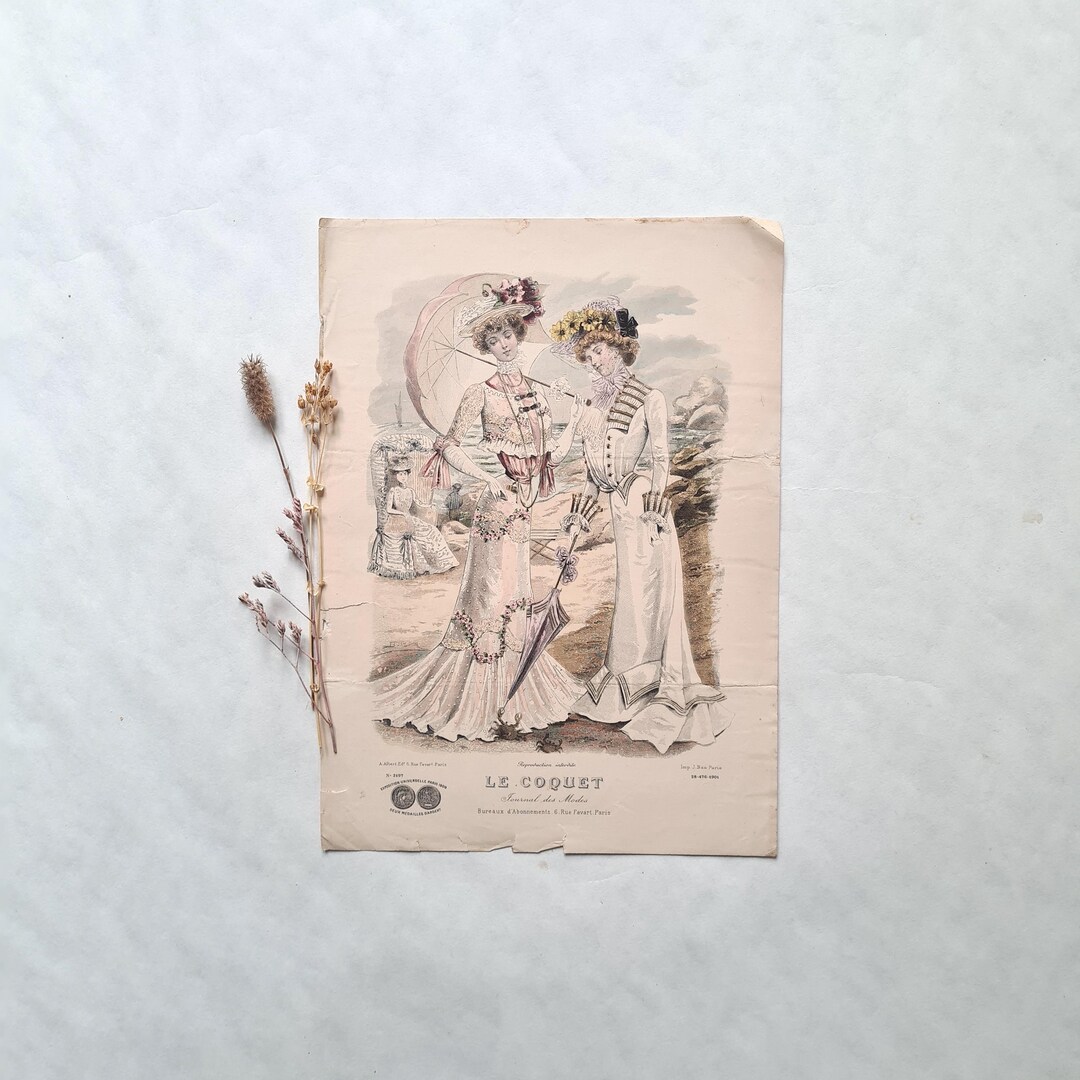 Vintage Belle Epoque Parisian Socialite Fashion Engraving/paris Fashion ...