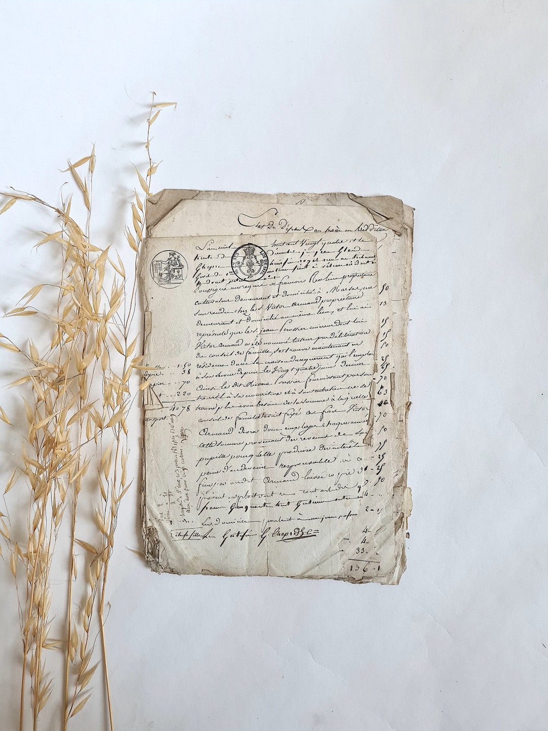 Vintage Document Manuscript Old Paper XVIII Notary Summons Family ...