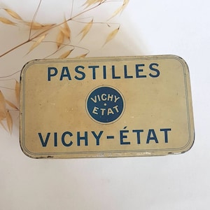 Vintage Box Metal Vichy Pastilles Ecru Blue Rectangle Large Storage ...