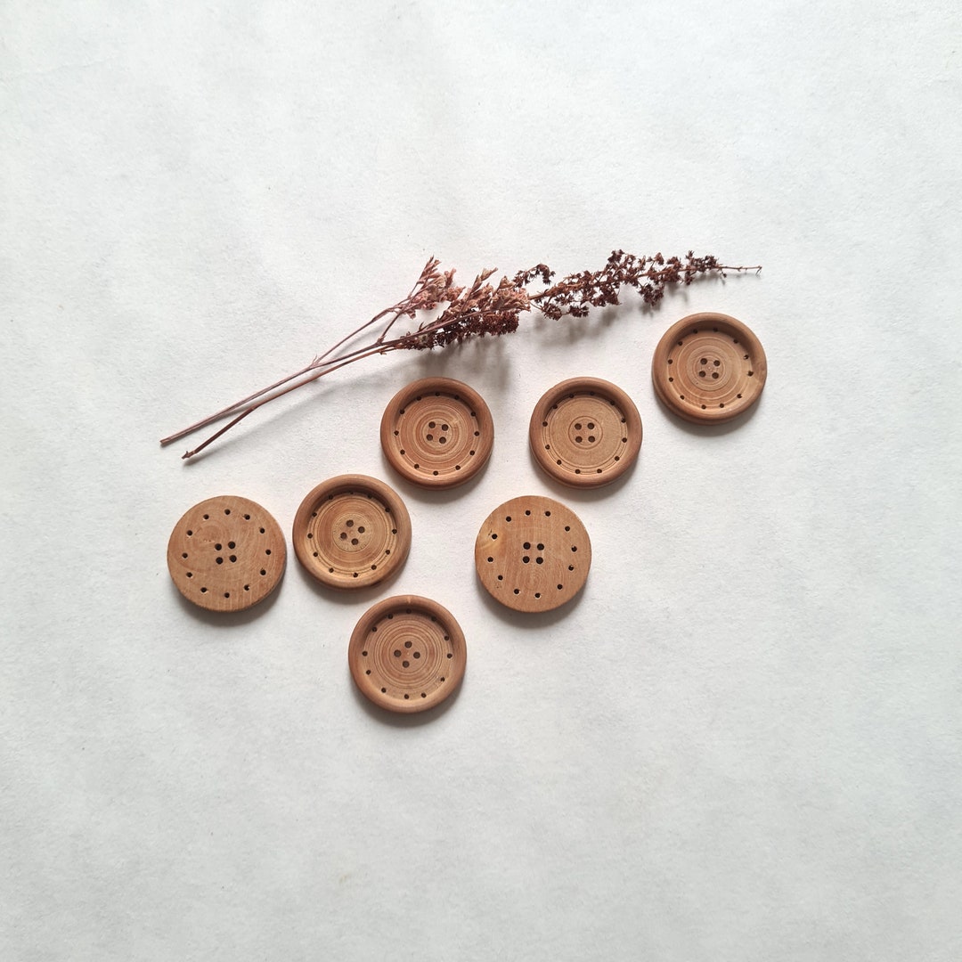 Vintage Wooden Buttons Set of 7/haberdashery Sewing Textile Making ...