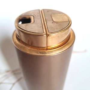 Vintage Table Lighter Gold Color Cylindrical Refillable Gas/design Unitron Koei Piezo Japan 70s ...
