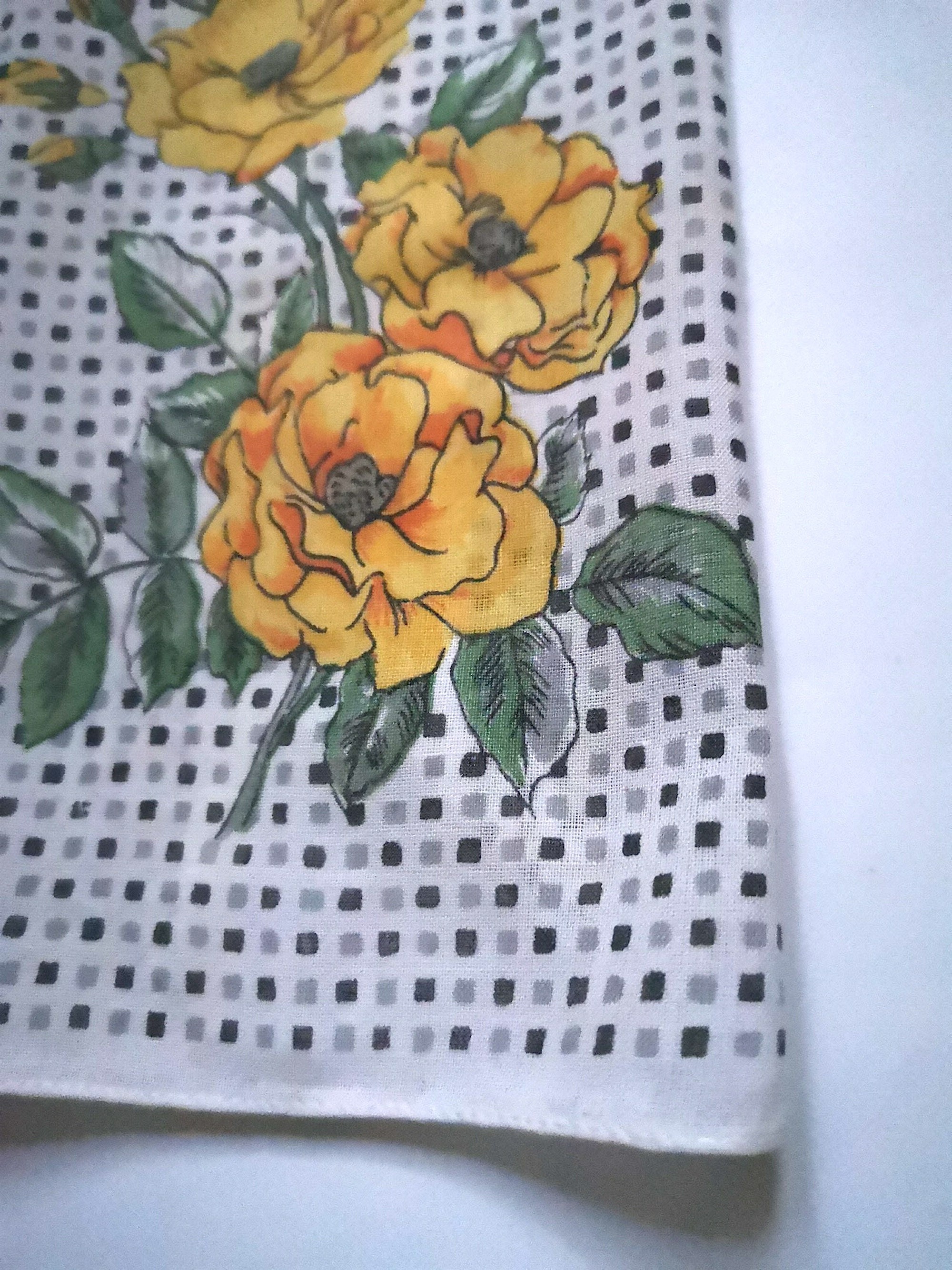 Vintage Handkerchief Fabric Linen Cotton White Orange Flower - Etsy