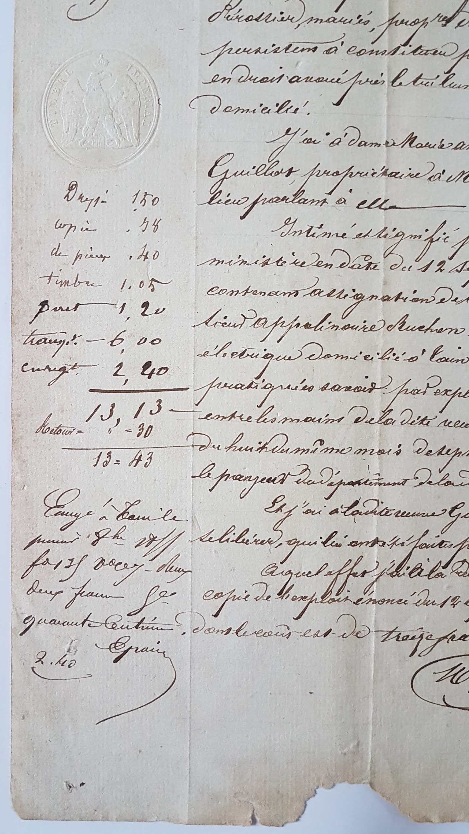 Antique Vintage Handwritten Document Xixth Century 1855 Historical ...