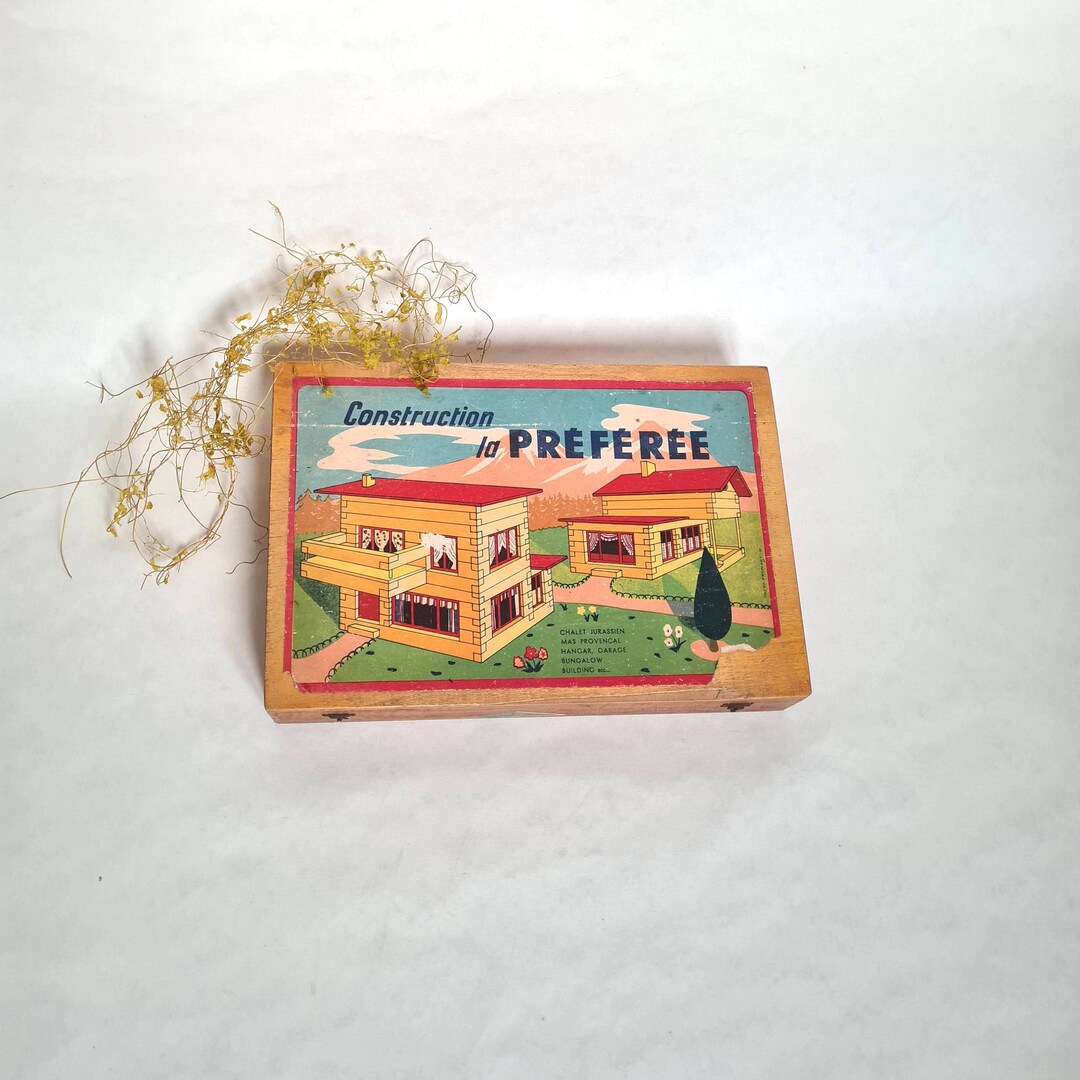 Vintage Toy Games Wood Construction La Préférée Old Original Box Chalet ...