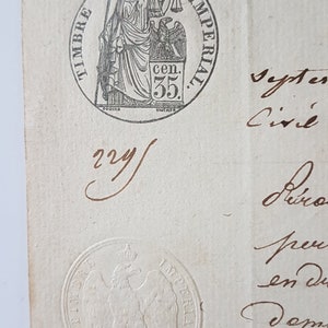 Antique Vintage Handwritten Document Xixth Century 1855 Historical ...