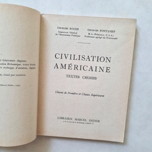 Vintage Book "american Civilization" Selected Texts/roger Fontanet ...