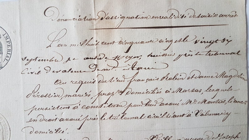 Antique Vintage Handwritten Document Xixth Century 1855 Historical ...
