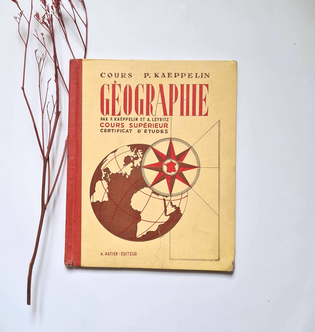 Vintage School Book Atlas Geography Cours Supérieur Certificat Etudes ...