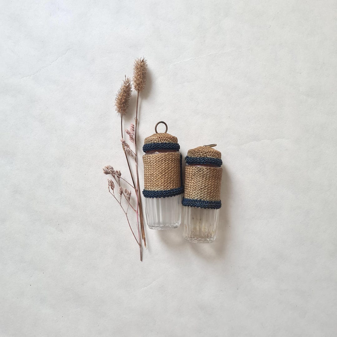 Vintage Jute Salt Pepper Shaker/table Salt Pepper/blue Brown Beige ...