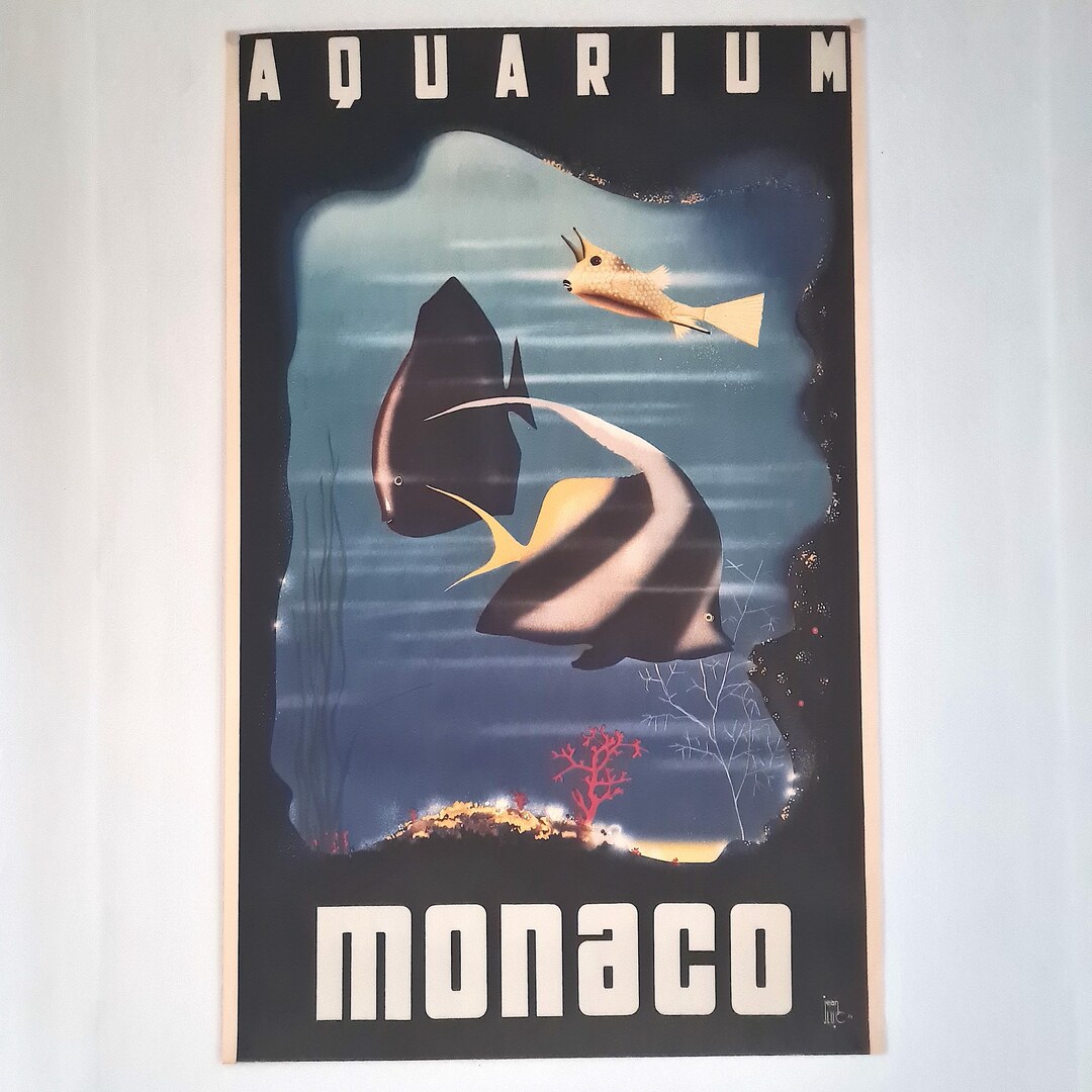 Vintage Monaco Aquarium/sea Ocean Poster/oceanographic Museum/aquarium ...