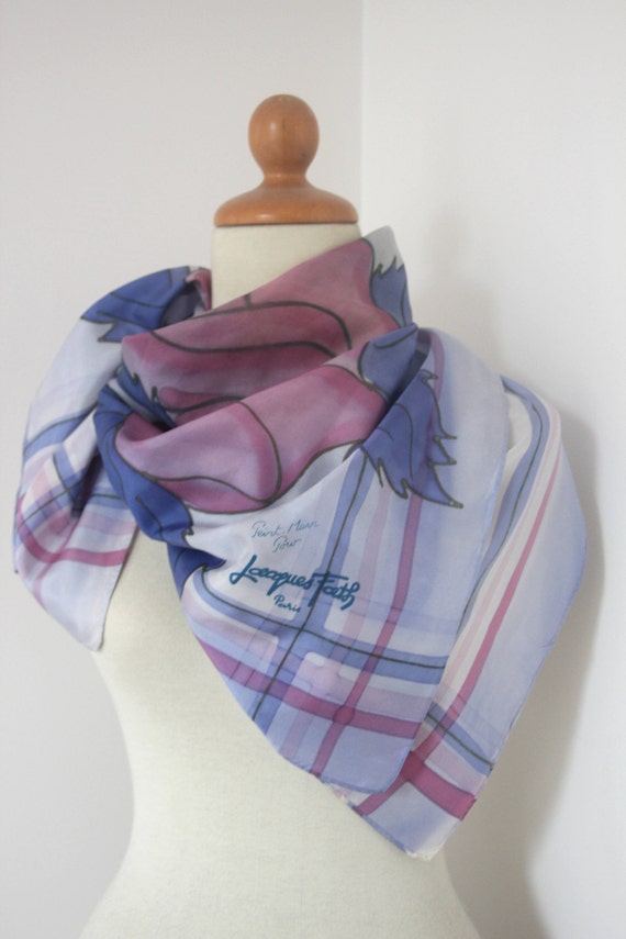 Vintage scarf Jacques Fath France hand painted silk s… - Gem