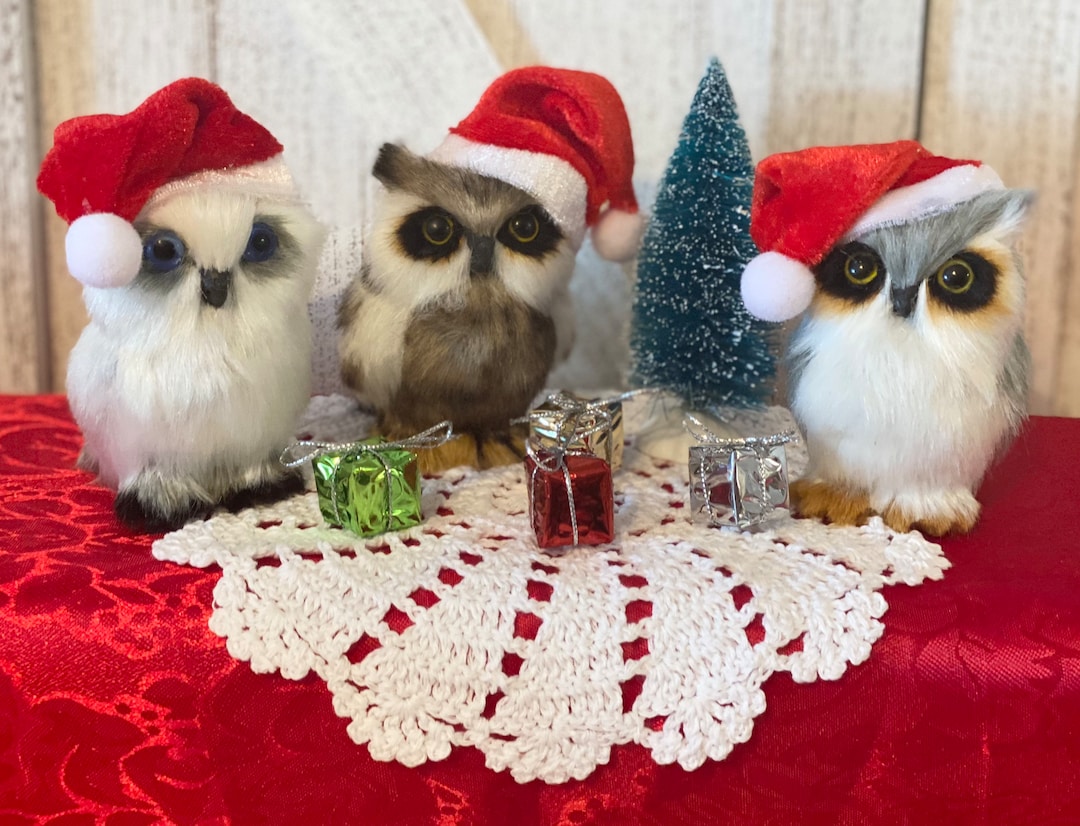 Baby Snow Owl Christmas Trio Winter Accent or Holiday Ornament.. Great ...