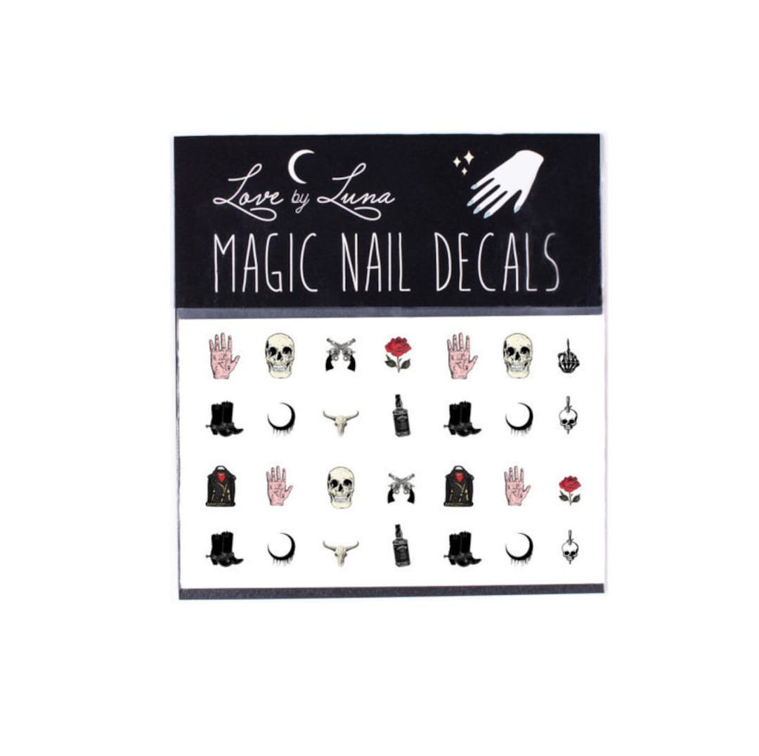 Western Nail Decals / Skull Nail Decals / Rose Nail Decals / Biker Nail ...