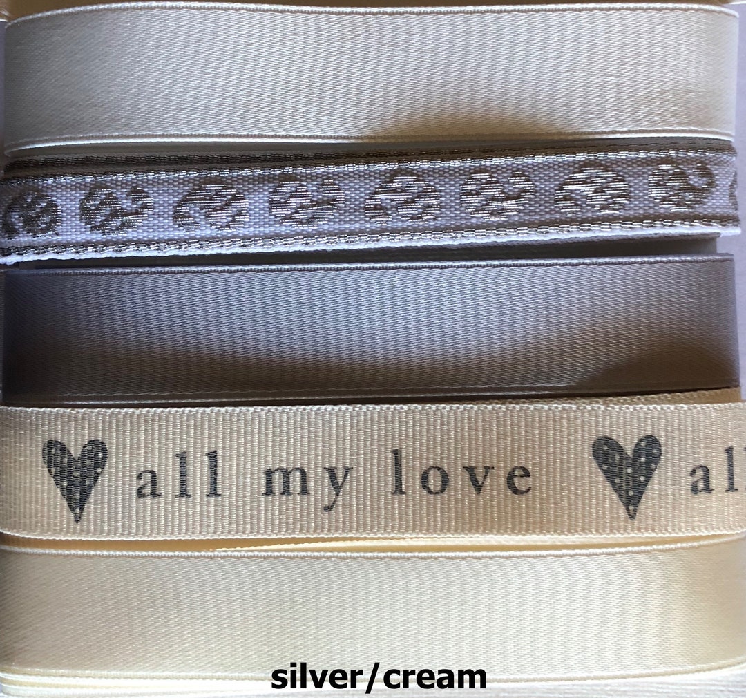 15-16mm Wide Ribbons-7.5 Metre Packs of 5 Pieces of Woven, Printed and ...