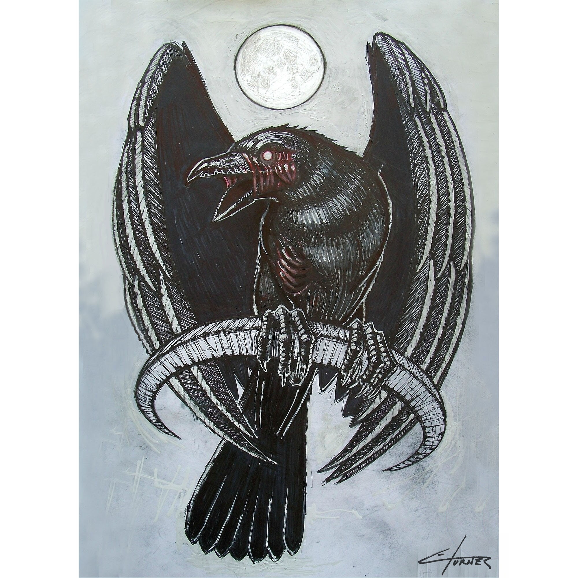 Zombie Crow 11x17 Firmado Print Diseño de tatuajes por Erik Turner ...
