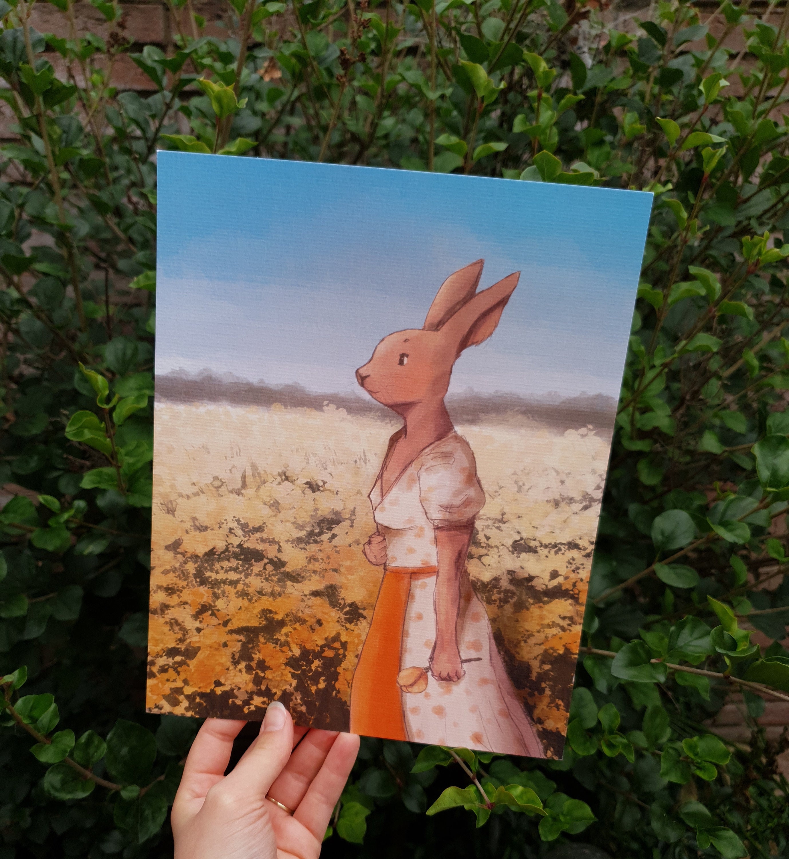 Cottage Core Bunny: Watercolor Art Print - Etsy