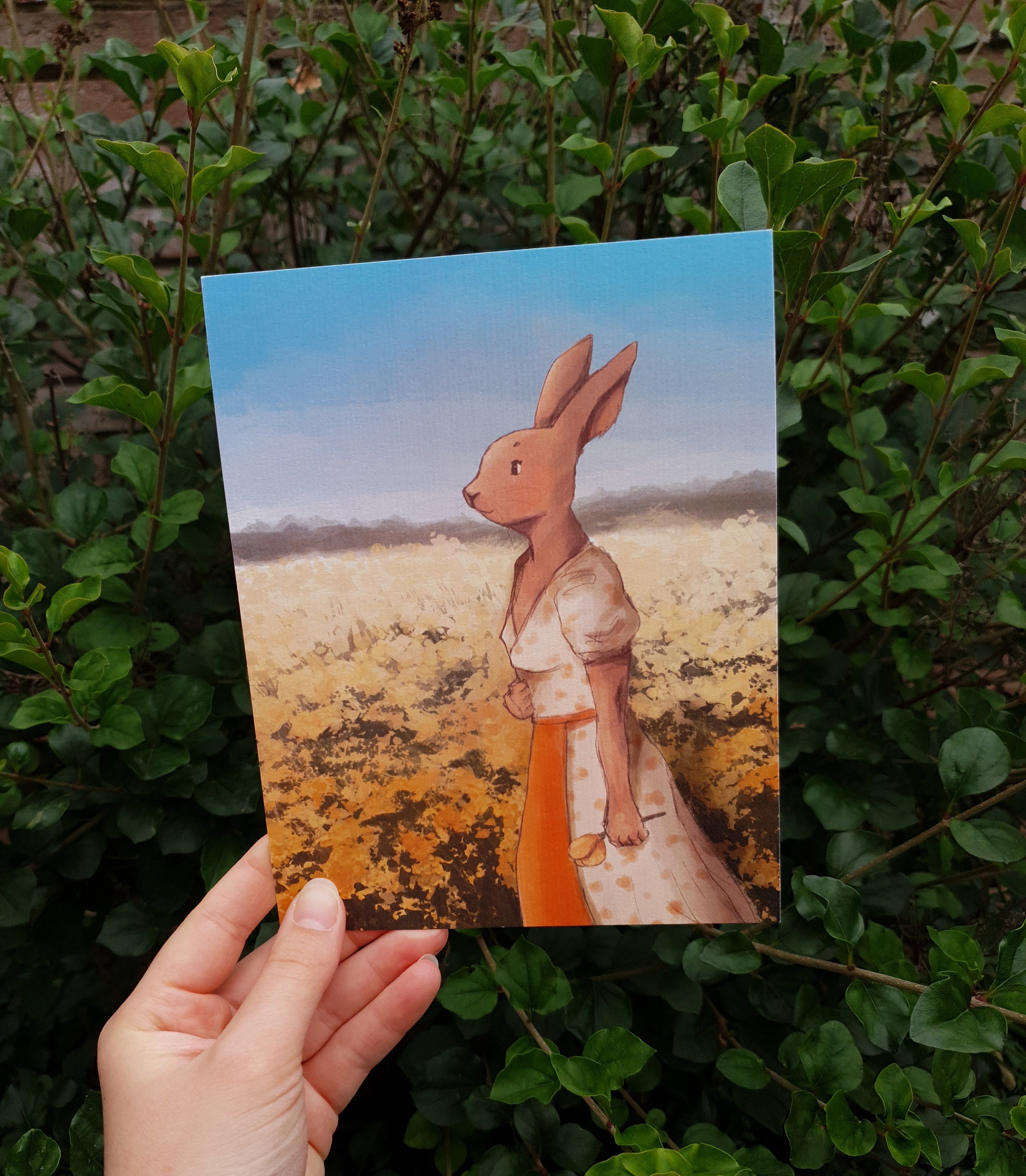 Cottage Core Bunny: Watercolor Art Print - Etsy