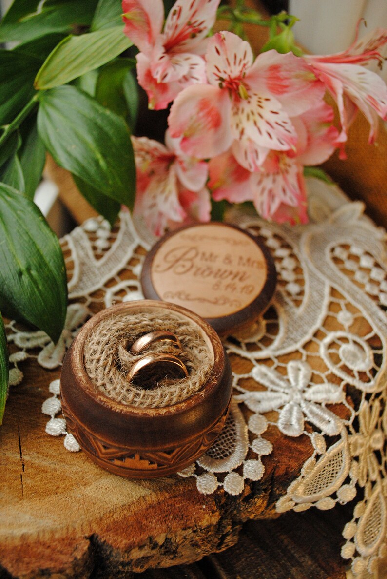 Wedding Ring Box Rustic Bearer Box Personalized Wooden - Etsy