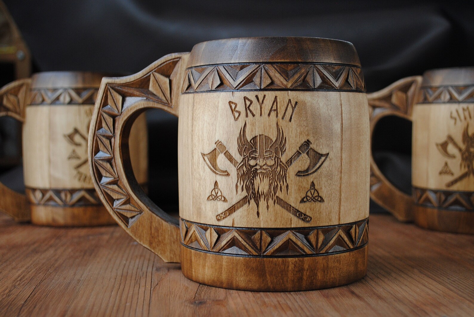 Personalized Viking Tankard Wooden Beer Mug Groomsman Best Man Groom ...