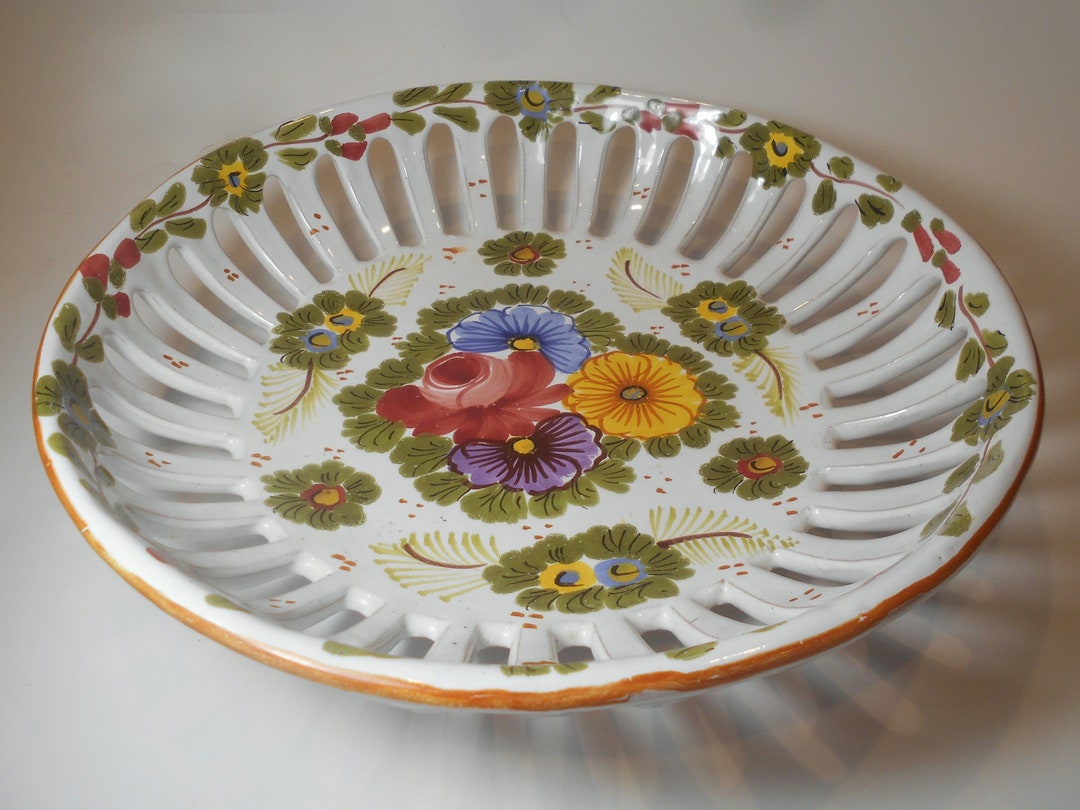 Vintage Faience Reticulated Decorative Bowl Art Abruzzese Pottery ...