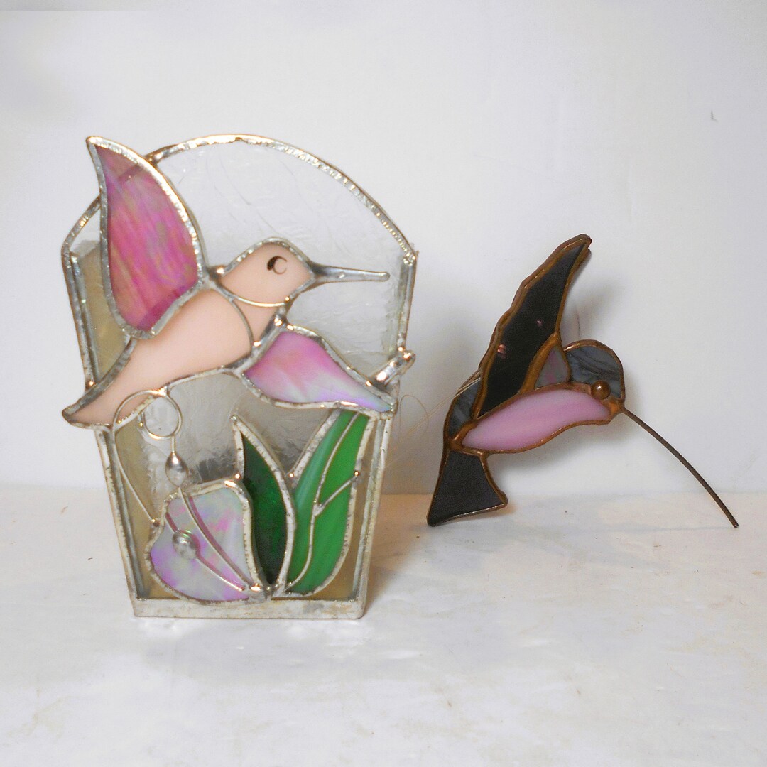 Stained Glass Hummingbird Items - Tealight Candle Holder and Ornament ...