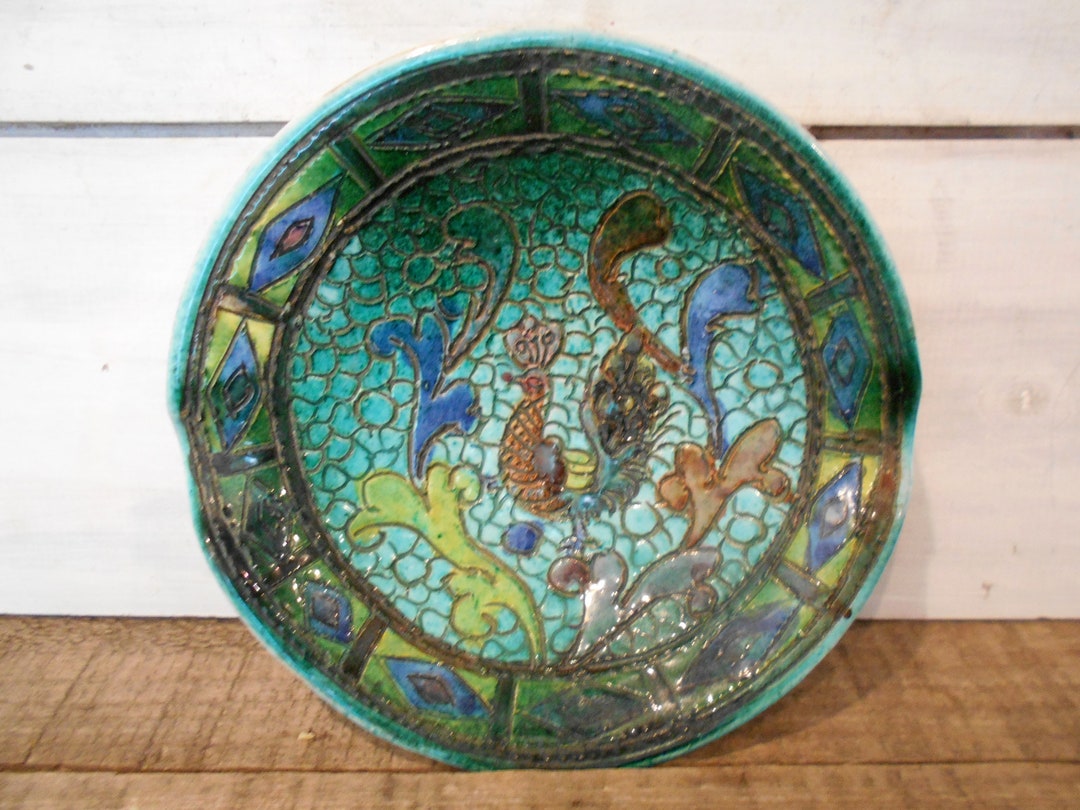 Italian Pottery - Sgraffito - Rooster - Made in Italy - Trinket Dish - Etsy