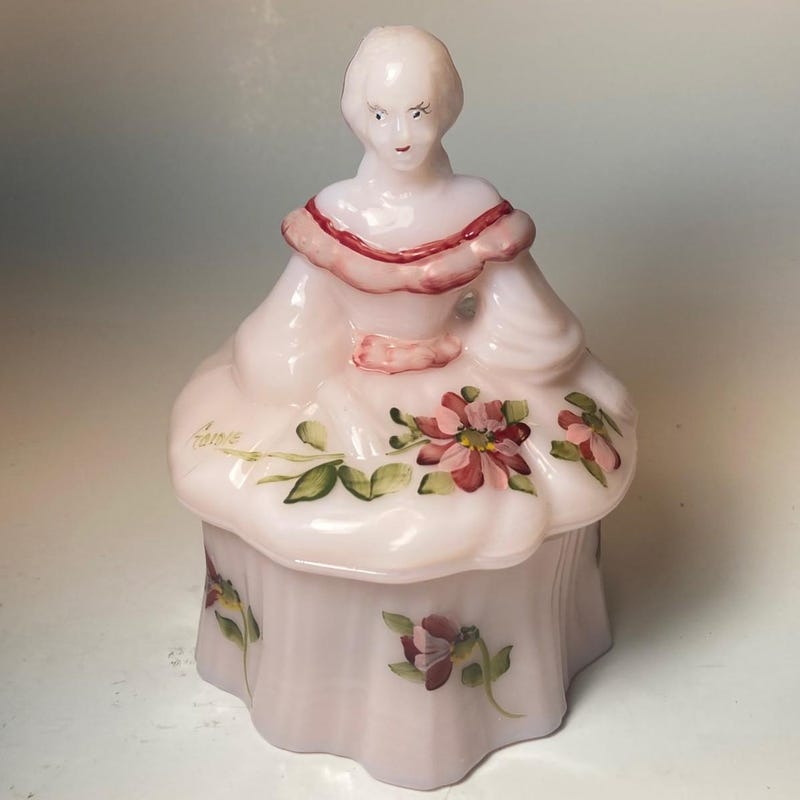 Milk Glass Painted Box - Etsy