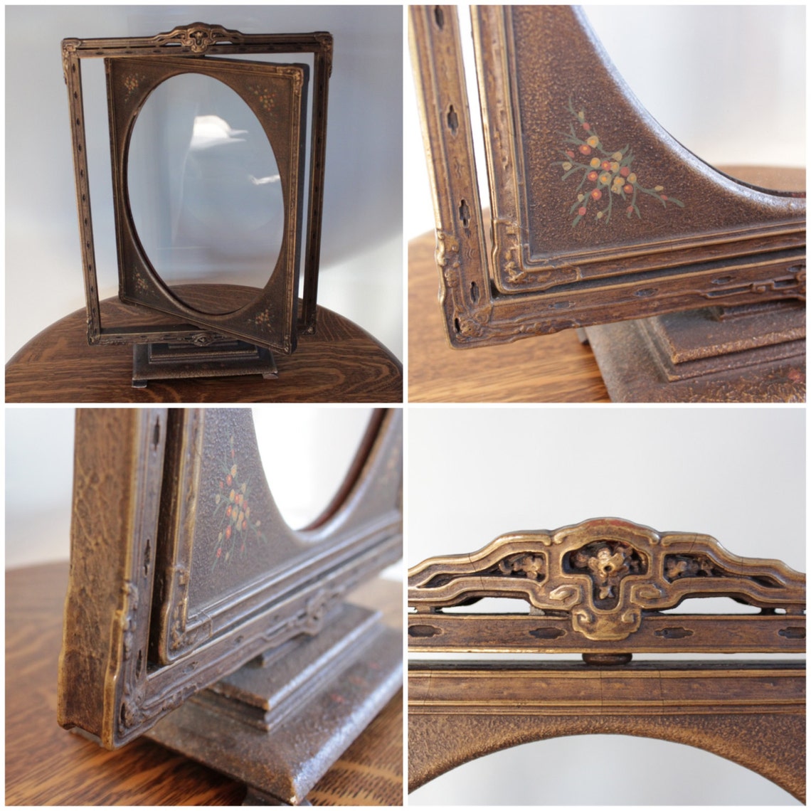 M5238 Vintage Victorian Freestanding Revolving Gesso Oval Reversable ...