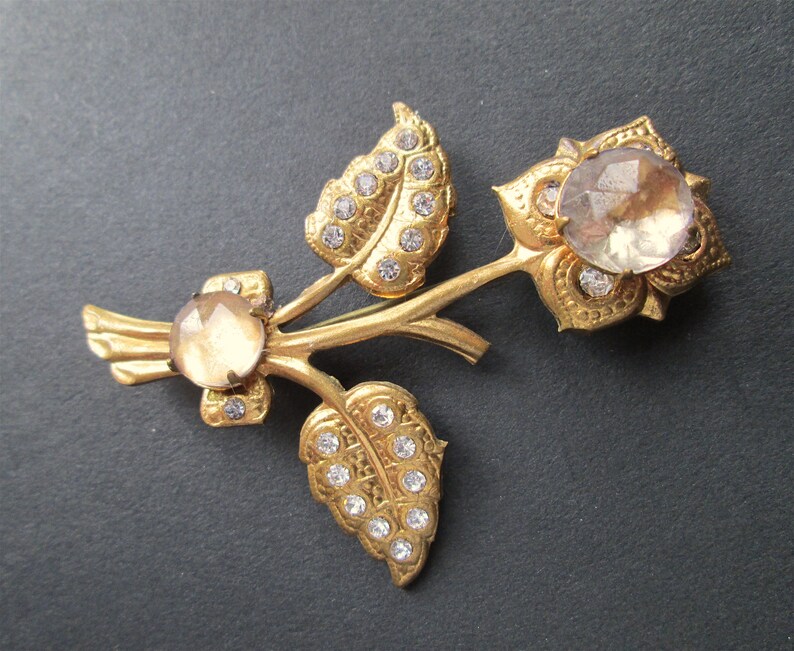 Wonderful Vintage Rose Cut Glass Claw Set Floral Flower Brooch | Etsy