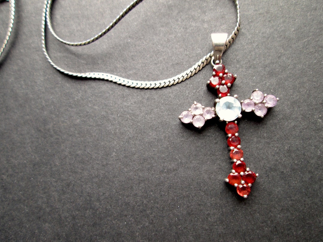 Wonderful Vintage Pendant Necklace Flared Cross Sterling Silver 925 8 ...
