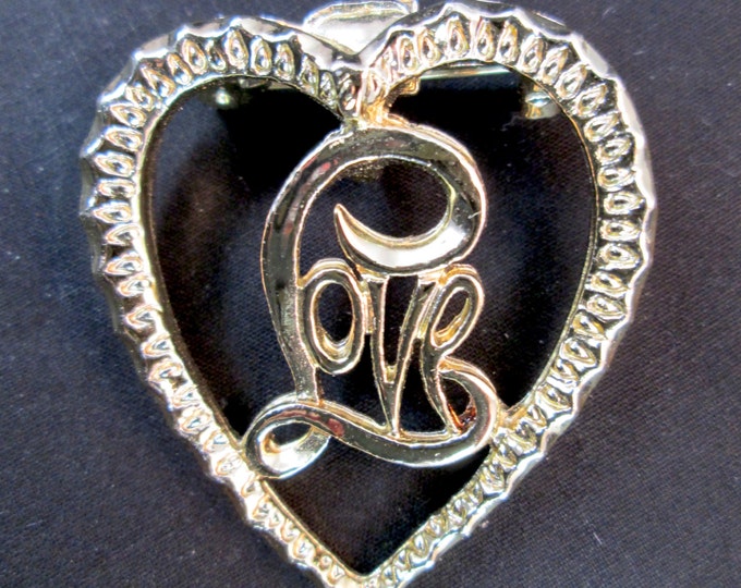 Vintage Signed Gerry's Gold Tone LOVE Heart Brooch Pin - Etsy