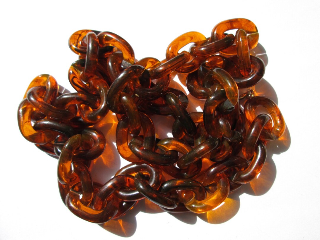 Lovely Vintage Chain Link Necklace Faux Tortoiseshell Links Spring Ring ...