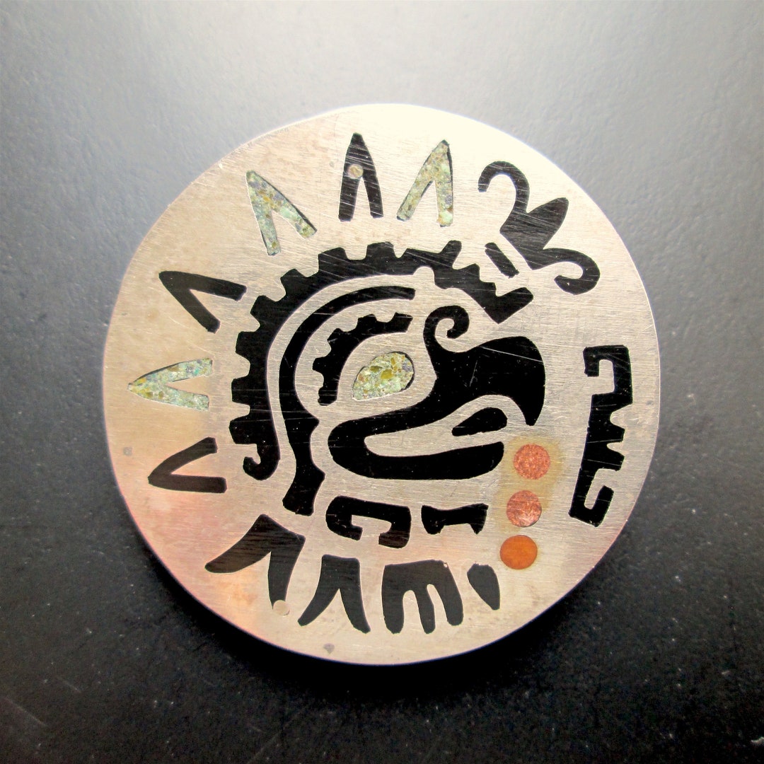 Wonderful Vintage Aztec Eagle Cuauhtli Brooch Pin Marked MEXICO ...