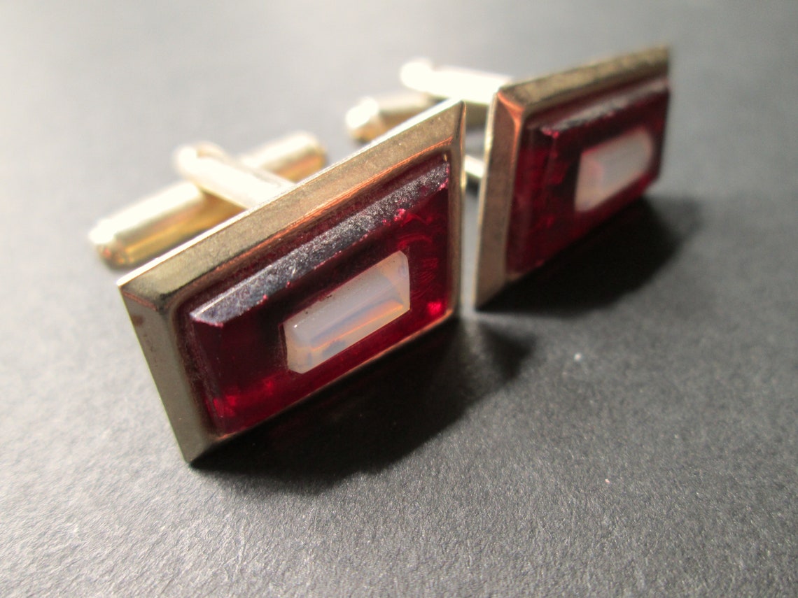 Vintage Mid Century Geometric Cufflinks Cuff Links Translucent | Etsy