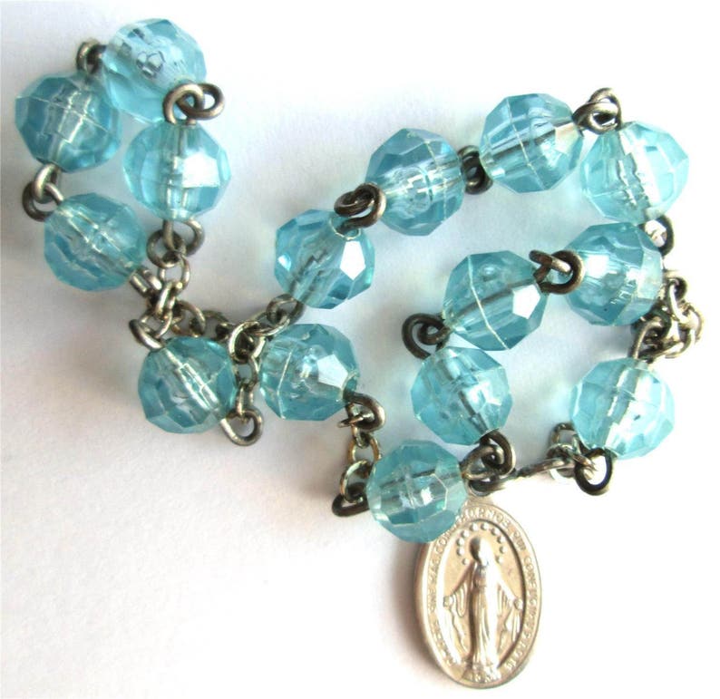 Vintage 15 Blue Faceted Plastic Bead Bracelet Chaplet - Etsy