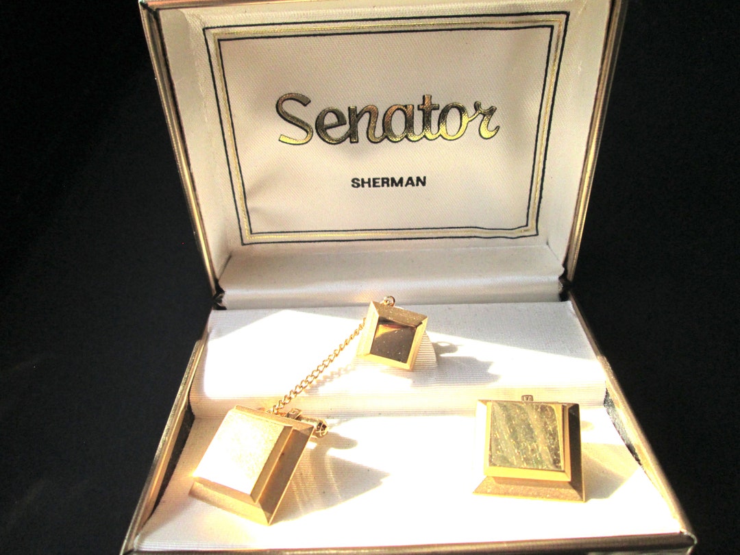 Stunning Signed SENATOR Vintage Cuff Links Cufflinks Tie Tac Tack Set ...