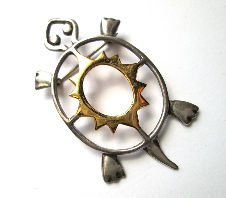 Vintage Figural Turtle 925 Sterling Silver 9.2g Artisan Signed BW ...