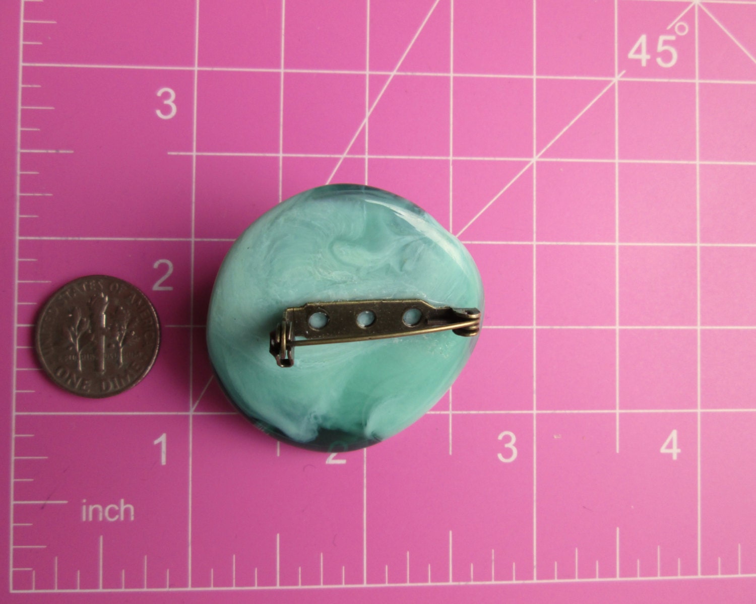 Vintage Swirl Blue Green Art Glass Flat Bead Brooch Pin With | Etsy