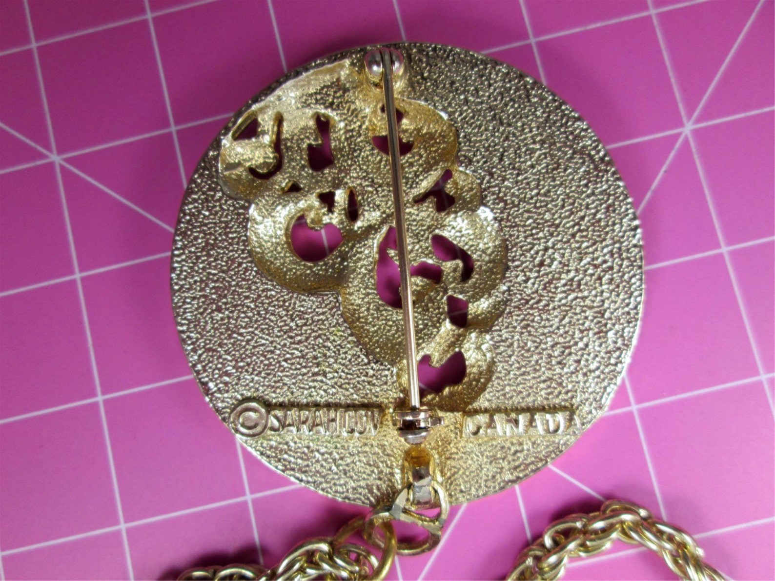 Vintage Signed SARAHCOV CANADA Sarah Coventry Gold Tone Black Enamel ...