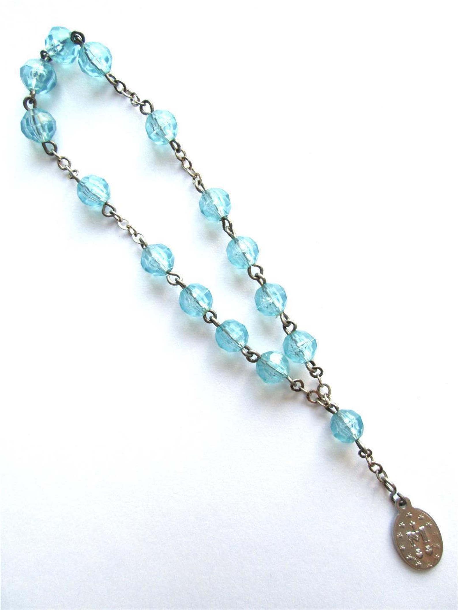 Vintage 15 Blue Faceted Plastic Bead Bracelet Chaplet - Etsy