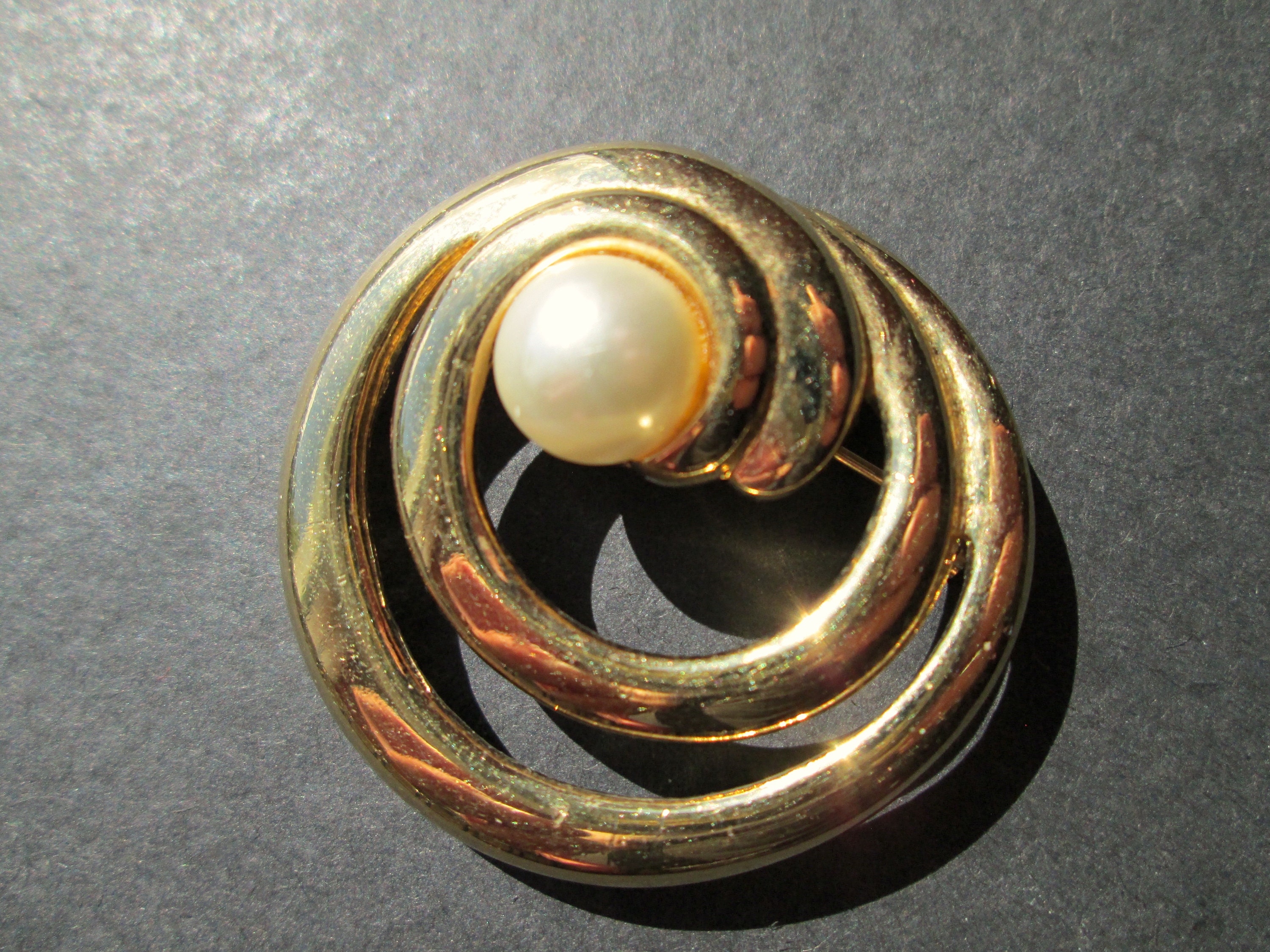 Vintage Signed NAPIER Swirl Brooch Pin Shiny Gold Tone Spiral Faux ...