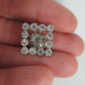 Vintage Adorable Tiny Square Claw Set Rhinestone Silver Tone Shoe Clip ...